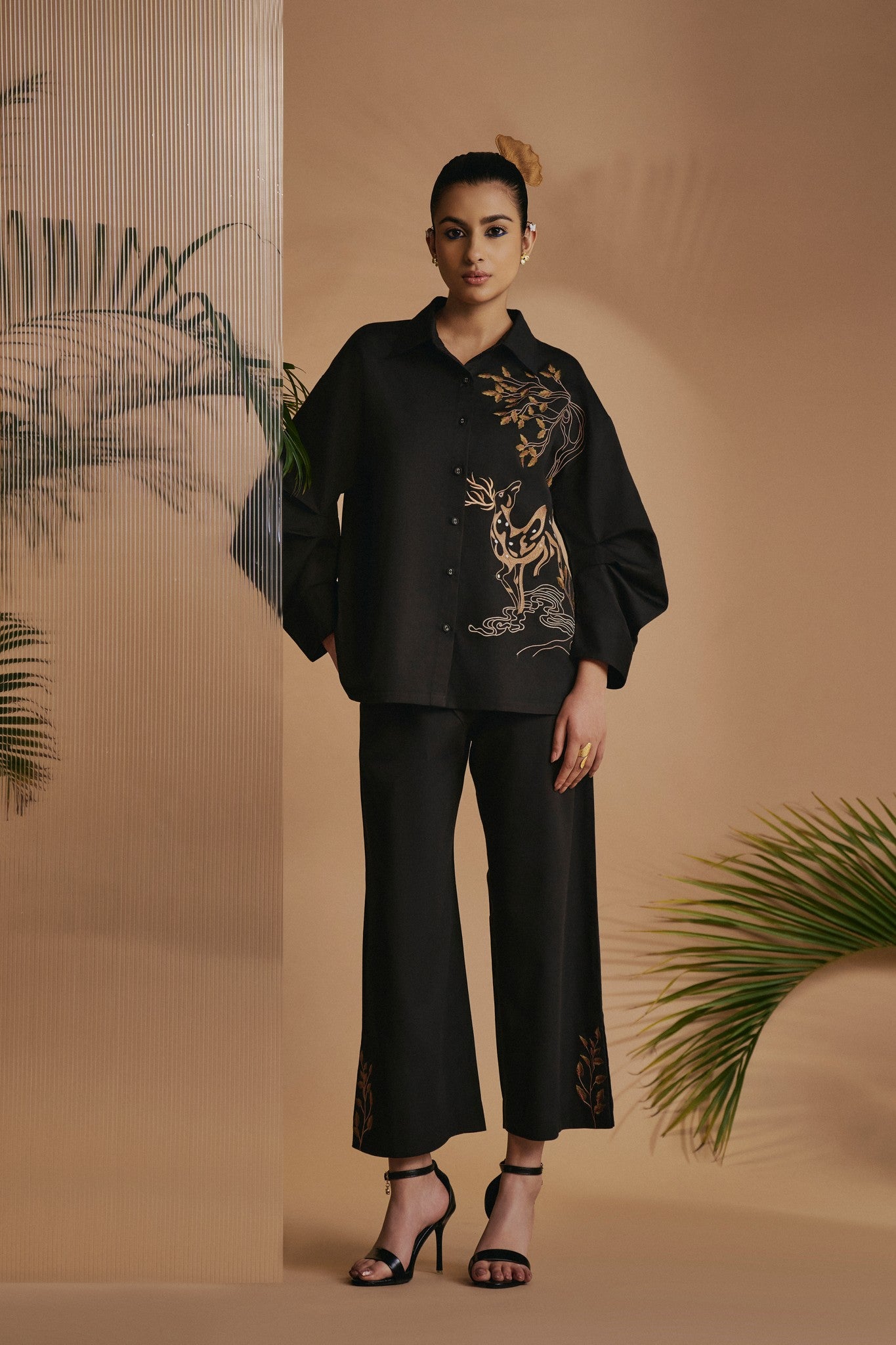 Black Deer in Bloom Co-ord Set – ORIGANILIFE PRIVATE LIMITED