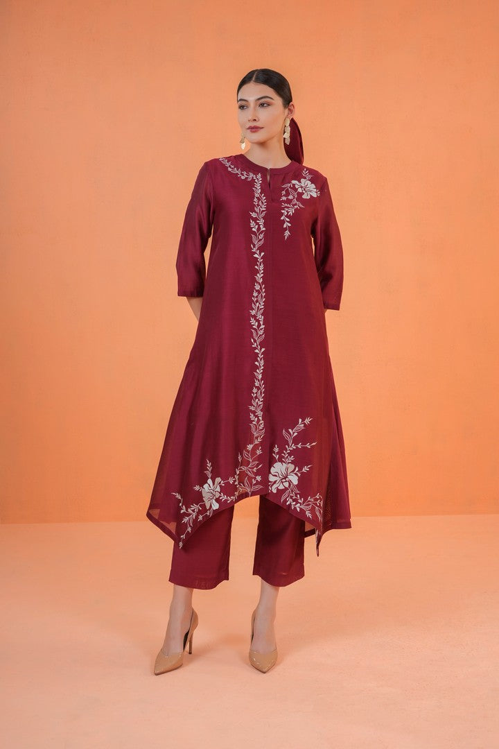 ORIGANI Maroon Mirage Suit set – ORIGANILIFE PRIVATE LIMITED