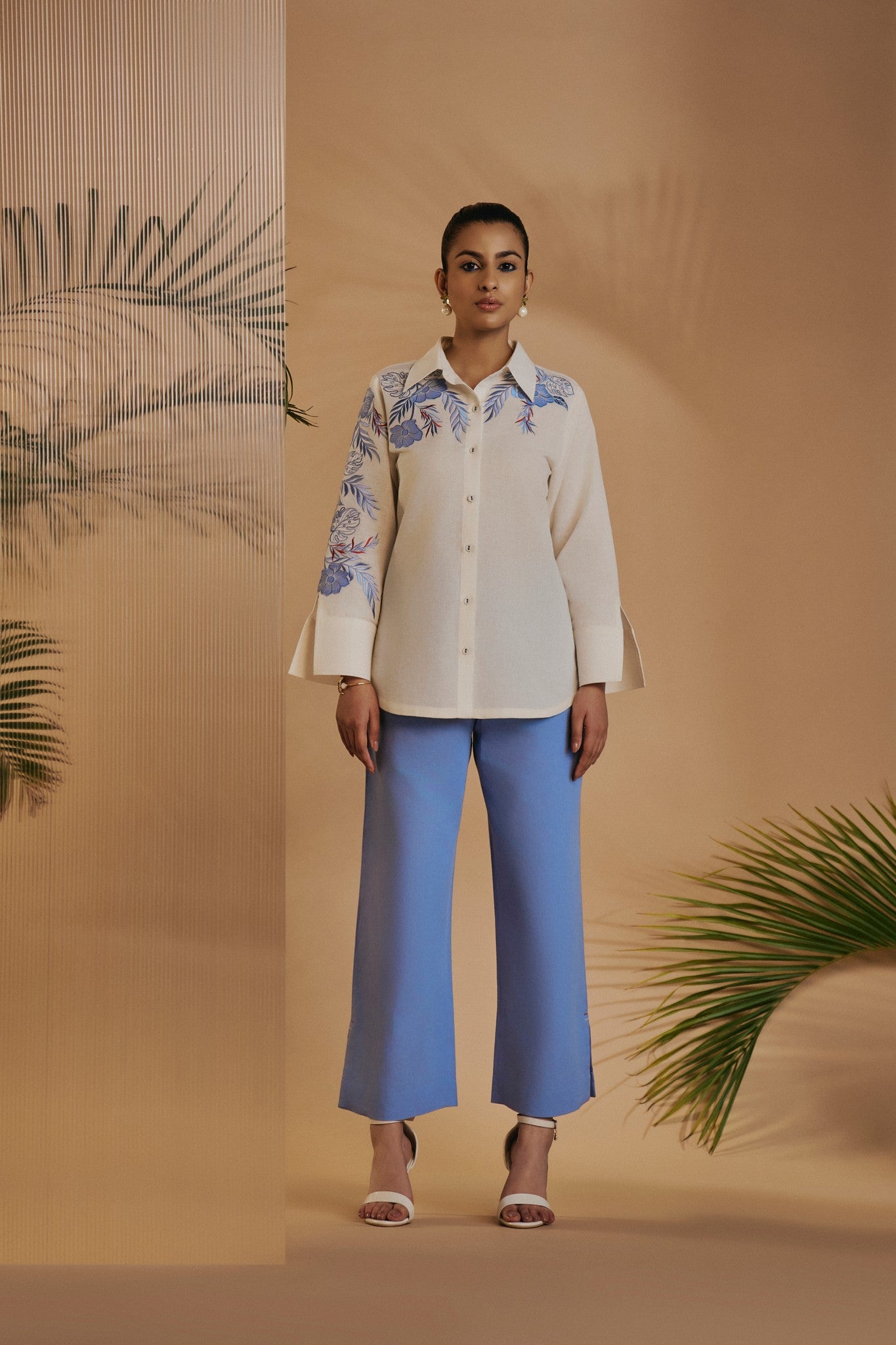 Ivory Blue Flora Co-ord Set – ORIGANILIFE PRIVATE LIMITED